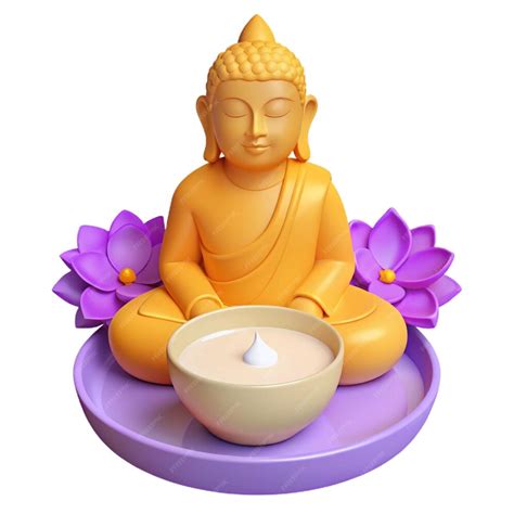 A Buddha Statue With A Bowl Of Milk And A Bowl Of Milk Premium Ai