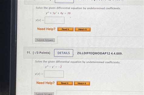 Solved Solve The Given Differential Equation By Undetermined