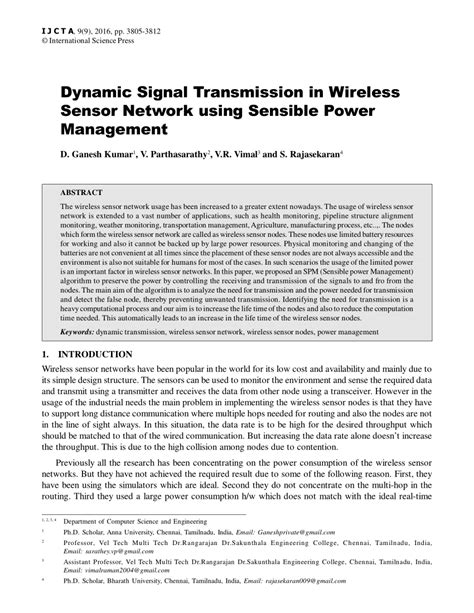 Pdf Dynamic Signal Transmission In Wireless Sensor Network Using