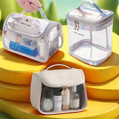 Temu｜대용량 방수 화장품 가방 투명 여행 및 세면도구용 휴대용 메이크업 정리함 Cosmetic Storage