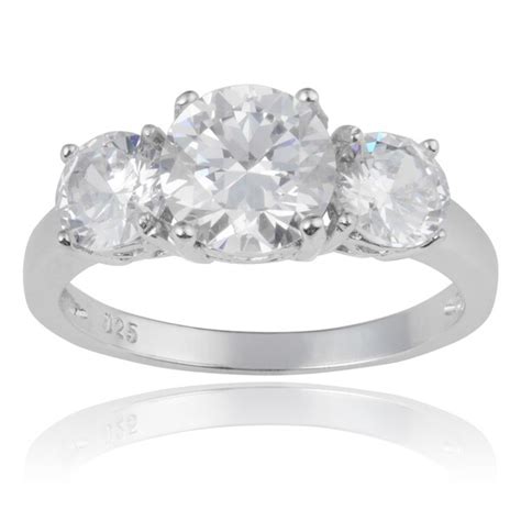 Journee Collection Sterling Silver Cubic Zirconia 3 Stone Engagement