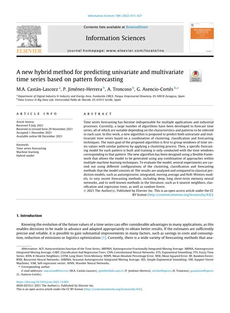 PDF A New Hybrid Method For Predicting Univariate And Multivariate Time Series Based On