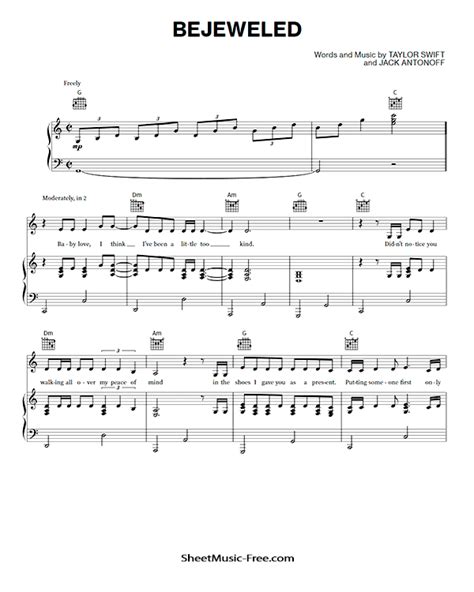 Bejeweled Sheet Music Taylor Swift ♪ Sheetmusic