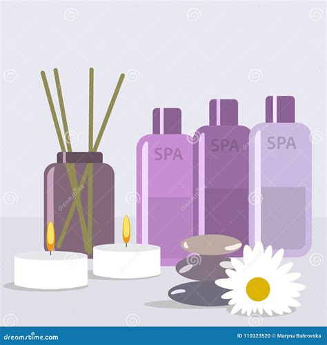 Vector Illustration Set For Spa Treatments With Aromatic Salt