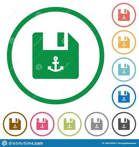 Link File Flat Icons With Outlines Stock Vector Illustration Of Floppy Vector 196523550