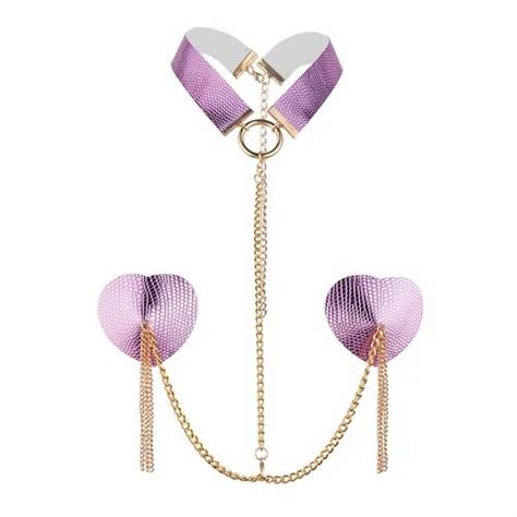 Metal Chain Linked Nipple Cover With Choker Nipple Pasties Reusable