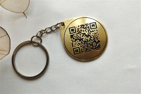 QR Code Personalised Keychain Solid Brass Handmade Keychain Etsy