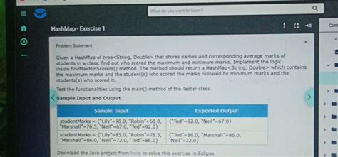 What Do You Want To Learn HashMap Exercise 1 StudyX