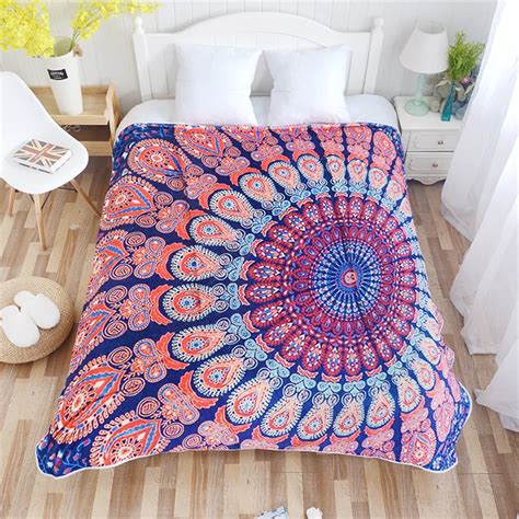 Cilected Boho Mandala Blankets For Beds Office Sofa Cover Peacock