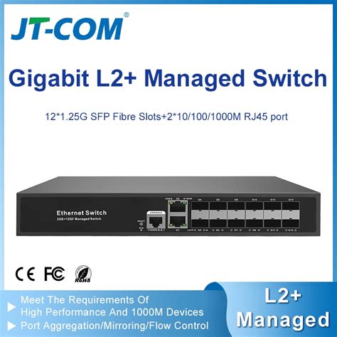 Jt Com 12 Port Gigabit L2 Fiber Switch 12 Sfp Fiber And 4 Copper Ports Managed Switch 10 100