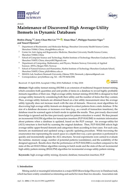 Pdf Maintenance Of Discovered High Average Utility Itemsets In Dynamic Databases