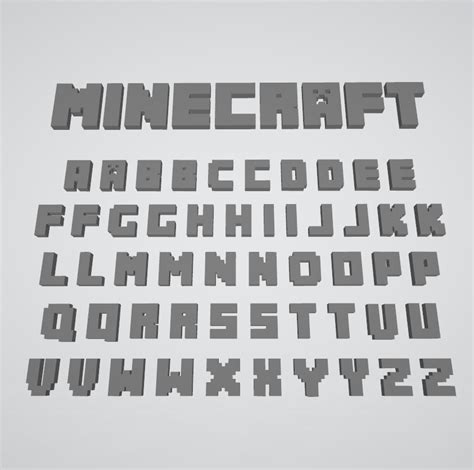 Stl File Font Alphabet Letters Minecraft Player 💍 Obj ・3d Printer