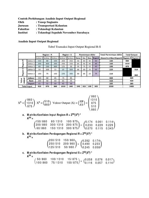 Contoh Perhitungan Analisis Input Output Pdf