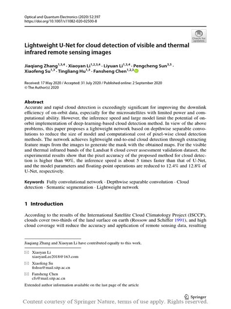 Lightweight U Net For Cloud Detection Of Visible A Pdf Image