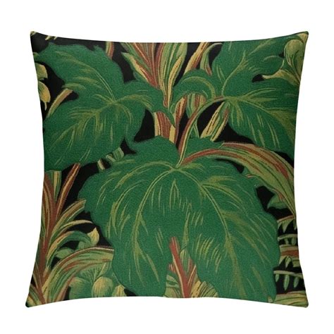 Jeuxus Green Teal Square Maple Leaf Pillow Cut Cushion Case Luxury