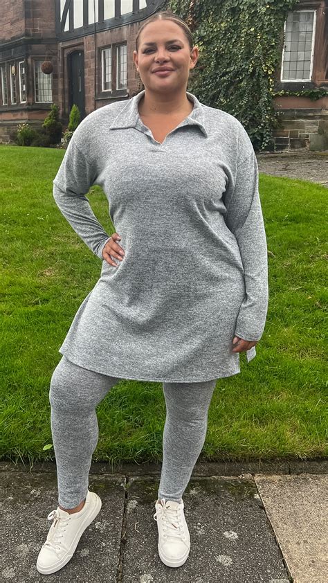Curvewow Collared Tunic Grey Marl Curvewow