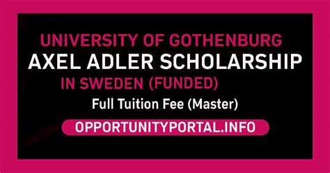University Of Gothenburg Axel Adler Scholarship In Sweden 2024 Funded