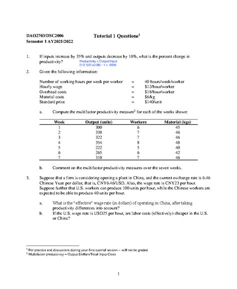 Programming For Business Analytics Week 1 1 Dao2703dsc2006 Tutorial 1 Questions 1 Semester 1