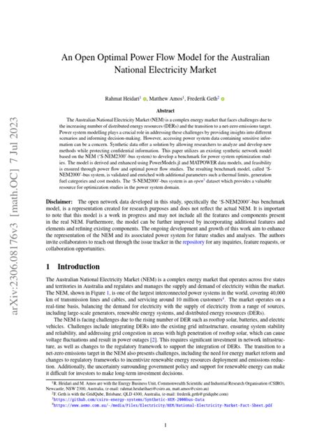an open optimal power flow model for the australian national
