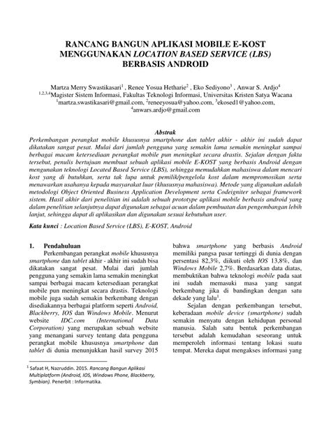 Pdf Rancang Bangun Aplikasi Mobile E Kost Menggunakan Location Based Service Lbs Berbasis