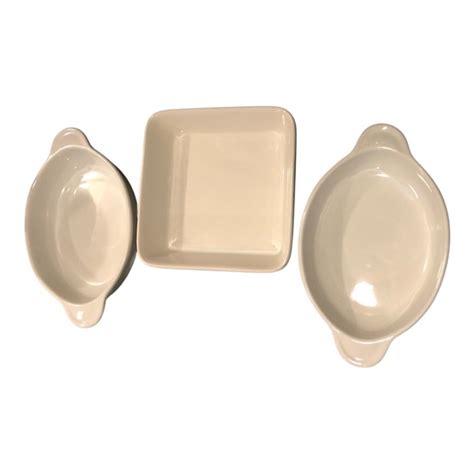 Kitchen Vintage Made In Japan White Ceramic Bakeware Set At Gratin