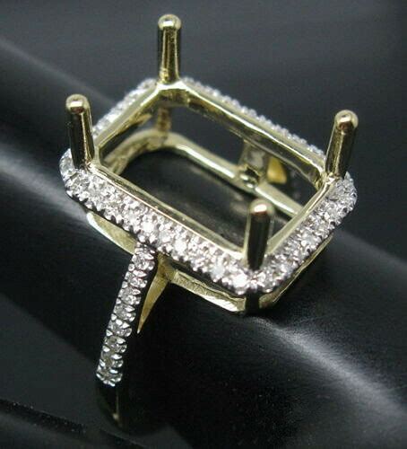 Emerald Cut 13×9mm Solid 14k Yellow Gold Natural Diamond Setting Ring