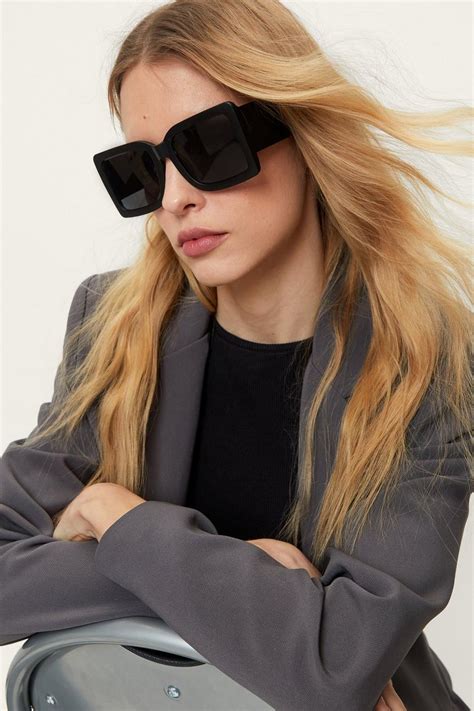 Chunky Plastic Square Sunglasses Boohoo Uk