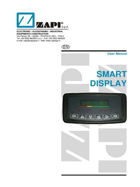 Zapi Smart Display Manual Pdf Electromagnetic Compatibility Electrostatic Discharge