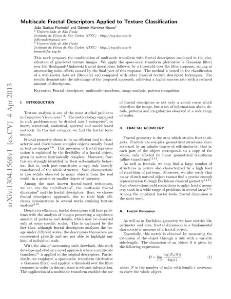 PDF Multiscale Fractal Descriptors Applied To Texture Classification