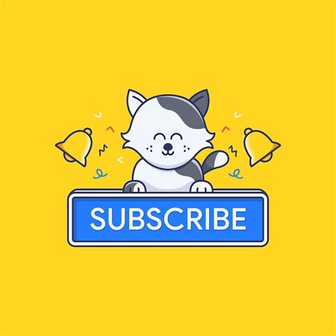 Premium Vector Cute Cat Illustration With Subscribe Button
