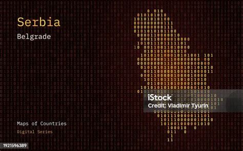 Serbia Map Shown In Binary Code Pattern Tsmc Gold Matrix Numbers Zero