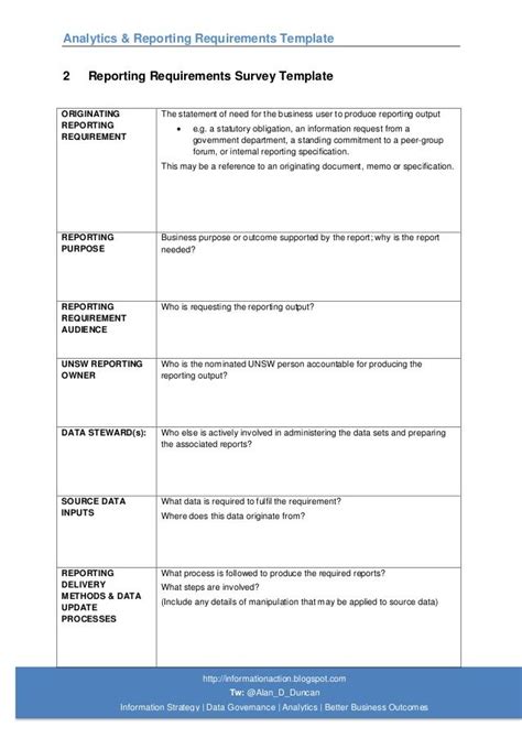 Streamlined Reporting Requirements Template