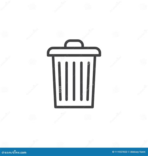 Garbage Bin Outline Icon Stock Vector Illustration Of Pictogram