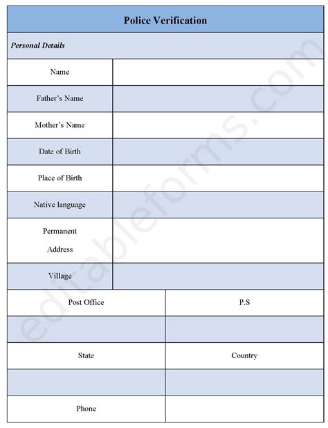 Police Verification Form Editable Pdf Forms
