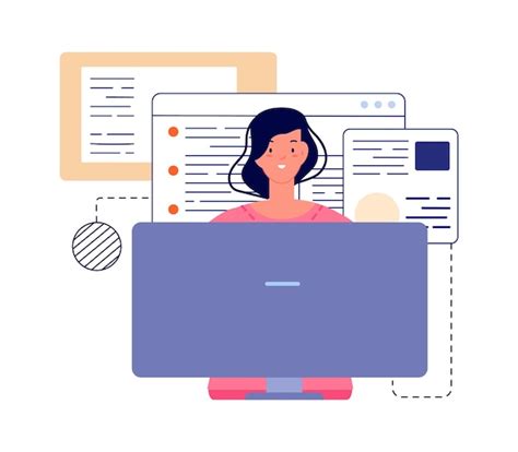 Premium Vector Girl Programmer Character Woman Writer Blogger Or Site