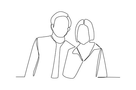 연속 한 선 그리기 아버지와 딸 초상화 스타일 가족 개념 단일 선 그리기 디자인 벡터 그래픽 그림 프리미엄 벡터