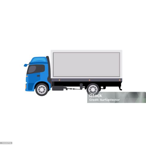 빠른 배달 플랫 벡터 일러스트 레이 션에 대 한 파란색 트럭 0명에 대한 스톡 벡터 아트 및 기타 이미지 0명 개념