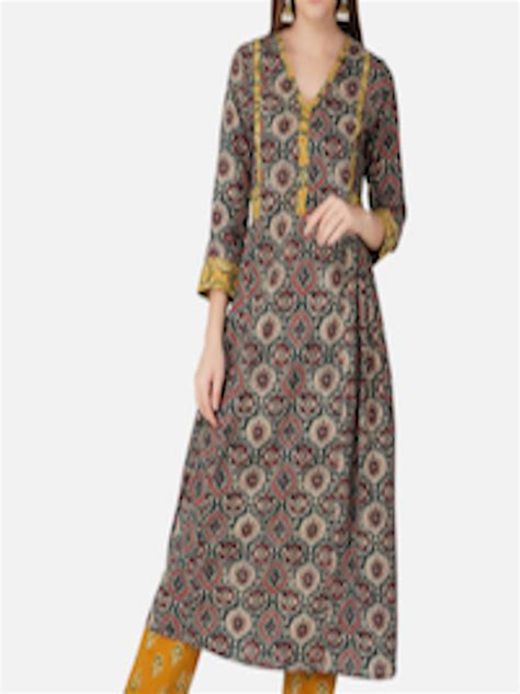 Buy Fabnest Women Green Ethnic Motifs Printed Kurta Kurtas For Women