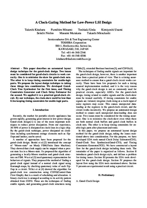Pdf A Clock Gating Method For Low Power Lsi Design