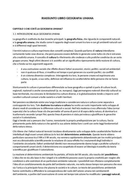 Riassunto Completo Libro Geografia Umana Un Approccio Visuale Docsity