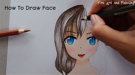 สอนระบายสี ใบหน้าการ์ตูนอนิเมะ ผู้หญิงน่ารักๆ Face Drawing Color Pencil Youtube