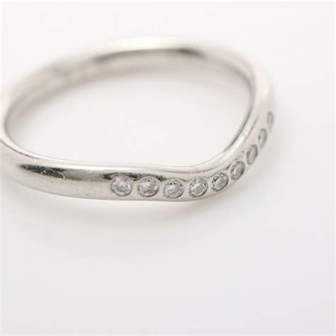 【日本直送】中古tiffany And Co 9成新 彎曲帶 戒指 戒指 Pt950 鑽石 鉑金色 艾爾莎·佩雷蒂 9p｜popchill 拍拍圈