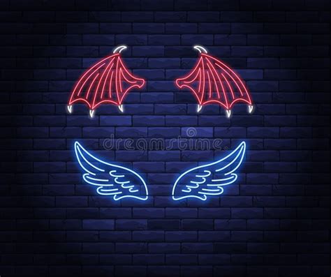 Illuminated Neon Heart With Angel Wings And Halo Stock Illustration
