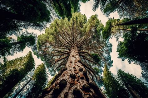 Premium Photo Perspective Looking Up A Giant Woodland Tree From Below Russia S Sochi Is The