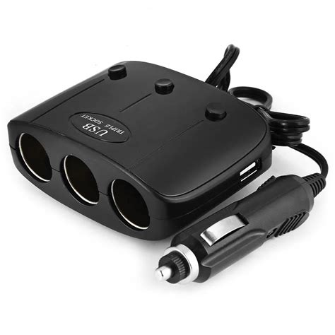 Hot Sel 3 Ways Auto Socket Splitter Car Cigarette Lighter Socket