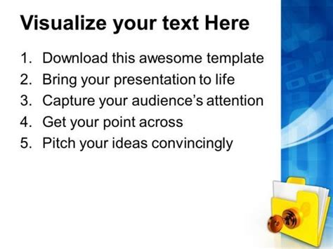 Yellow Computer Folder With Golden Key Security PowerPoint Templates And PowerPoint Themes