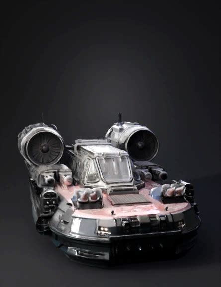 3d Model Futuristic Hovercraft With Dual Engine Pods Gray Hull And