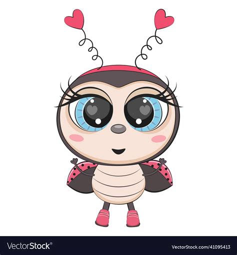 Cute Cartoon Ladybug Ladybird Incect Royalty Free Vector