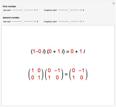 Matrix Representation Of The Multiplicative Group Of Complex Numbers Wolfram Demonstrations