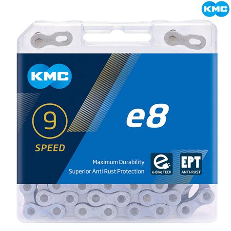 Kmc E8 Ept 8 Speed Chain Dark Silver 122 Links